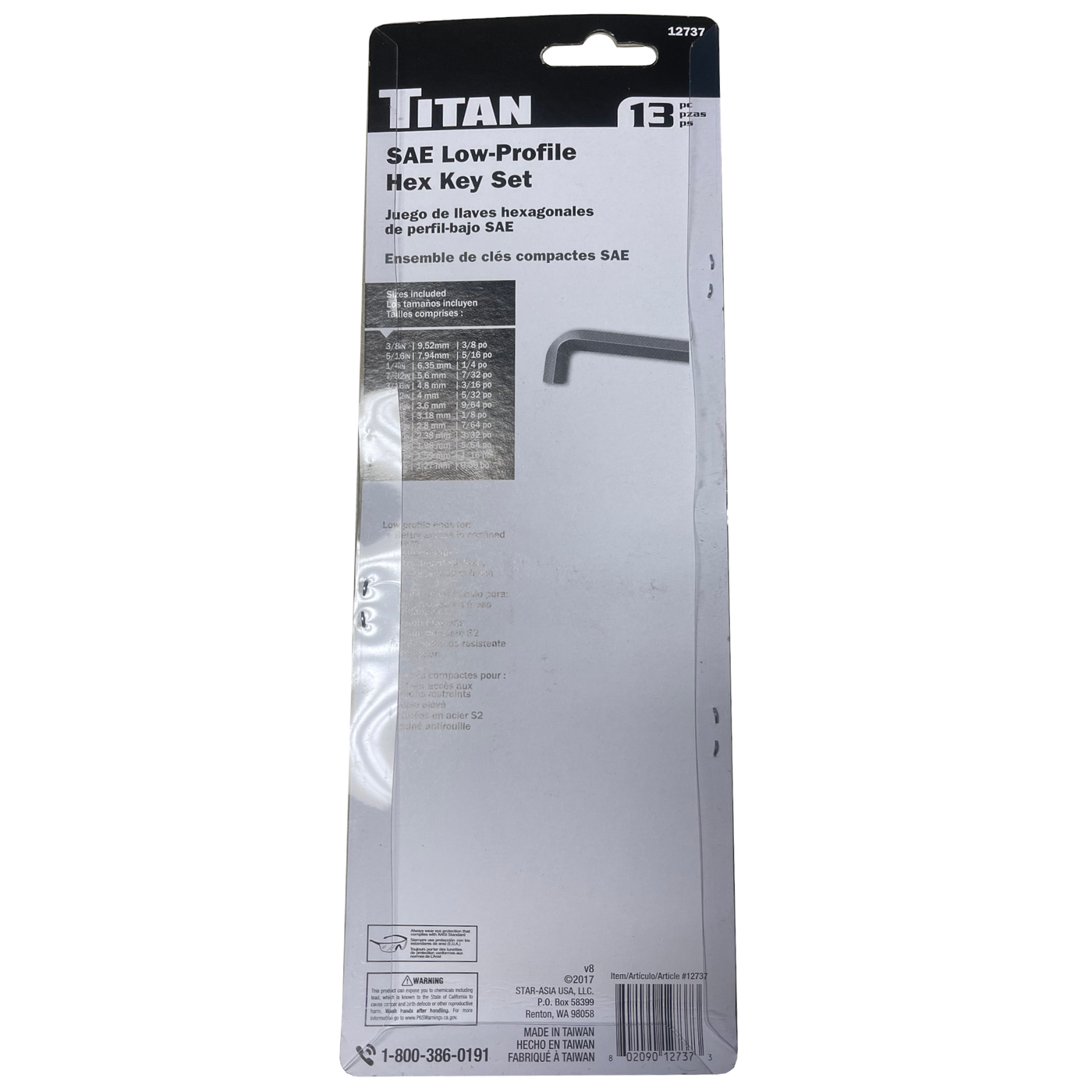 Titan SAE Low-Profile Hex Key Set (12737) — Northeast Hydraulics Inc.